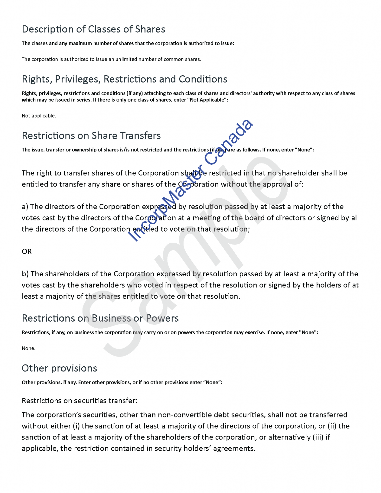 Standard Articles - IncorpMaster