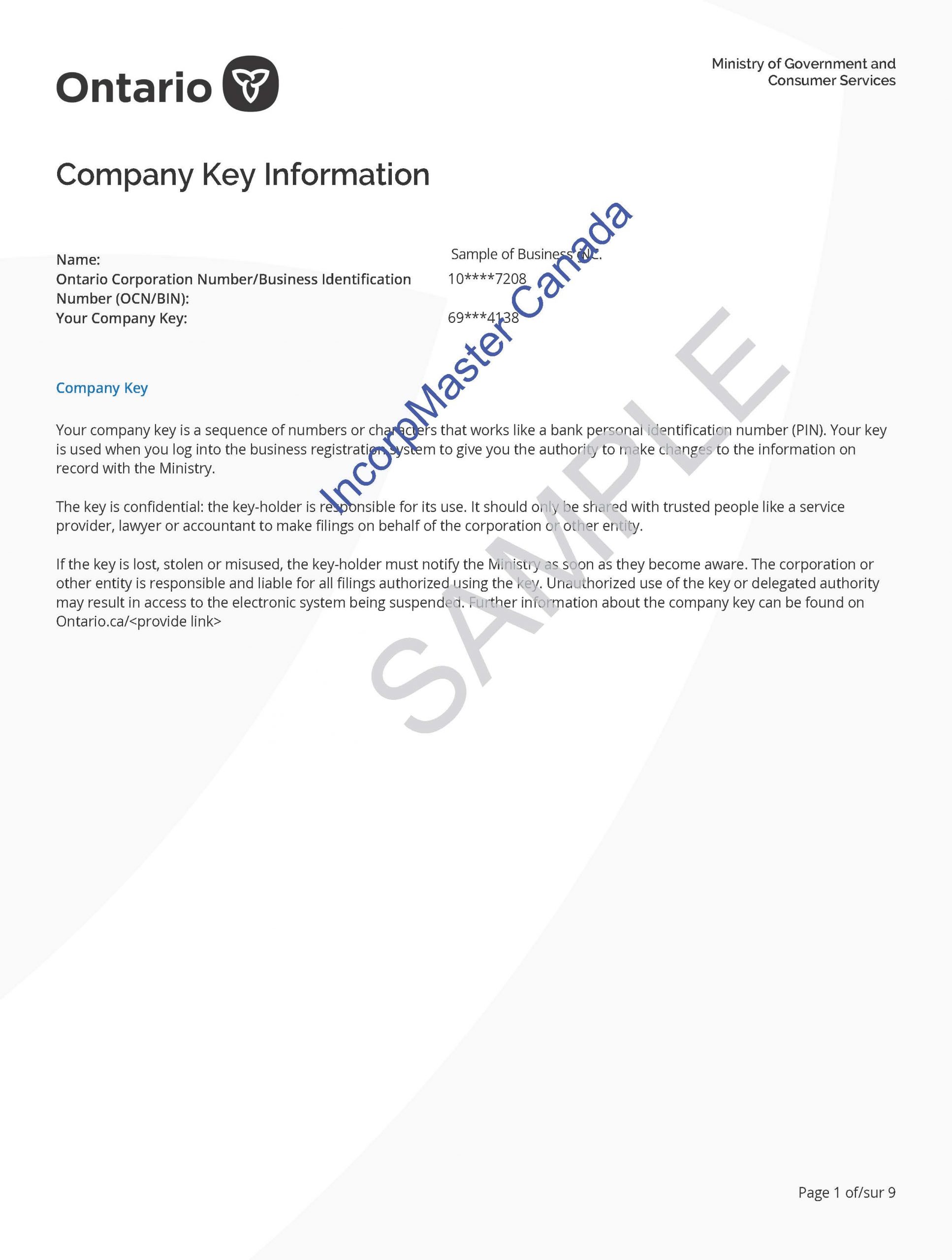 Company Key - IncorpMaster