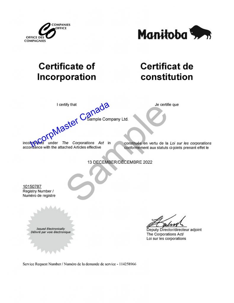 Sample of certificate of Incorporation MB - IncorpMaster